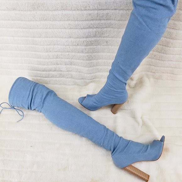 So Me | Shoes | Brand New So Me Kate Stretch Denim Otk Thigh Boot 4 ...